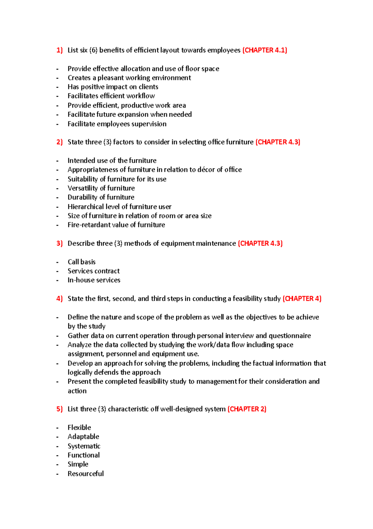 ASM 553 - Practice Material And Notes - 1) List six (6) benefits of ...