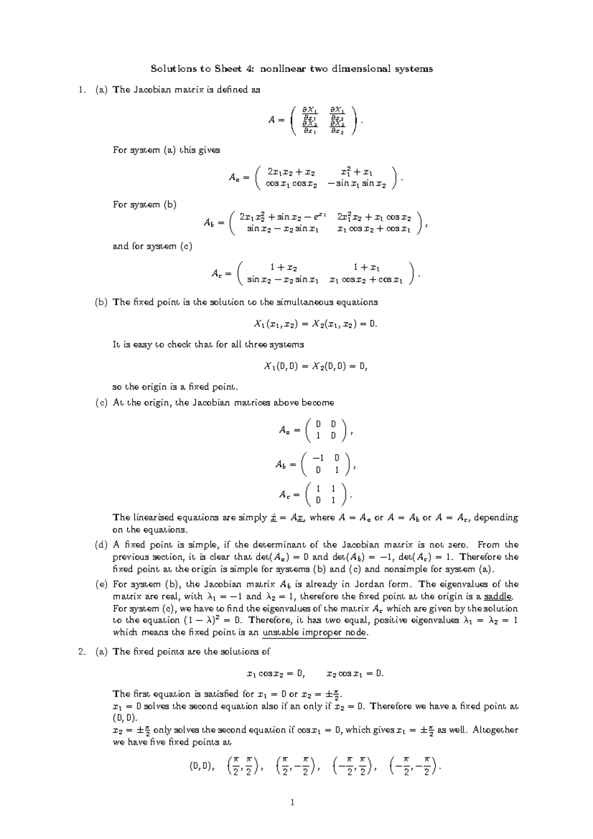2009-2010 Exercise Sheet 4 - Solutions - Solutions to Sheet 4 ...