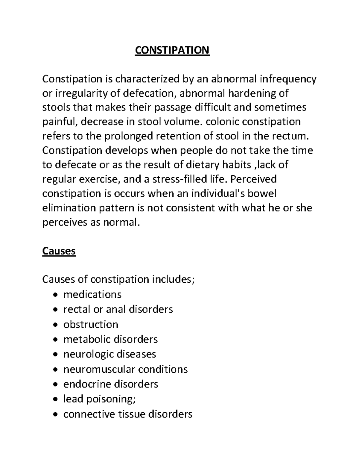Constipation - This study material is for nursing students to improve ...