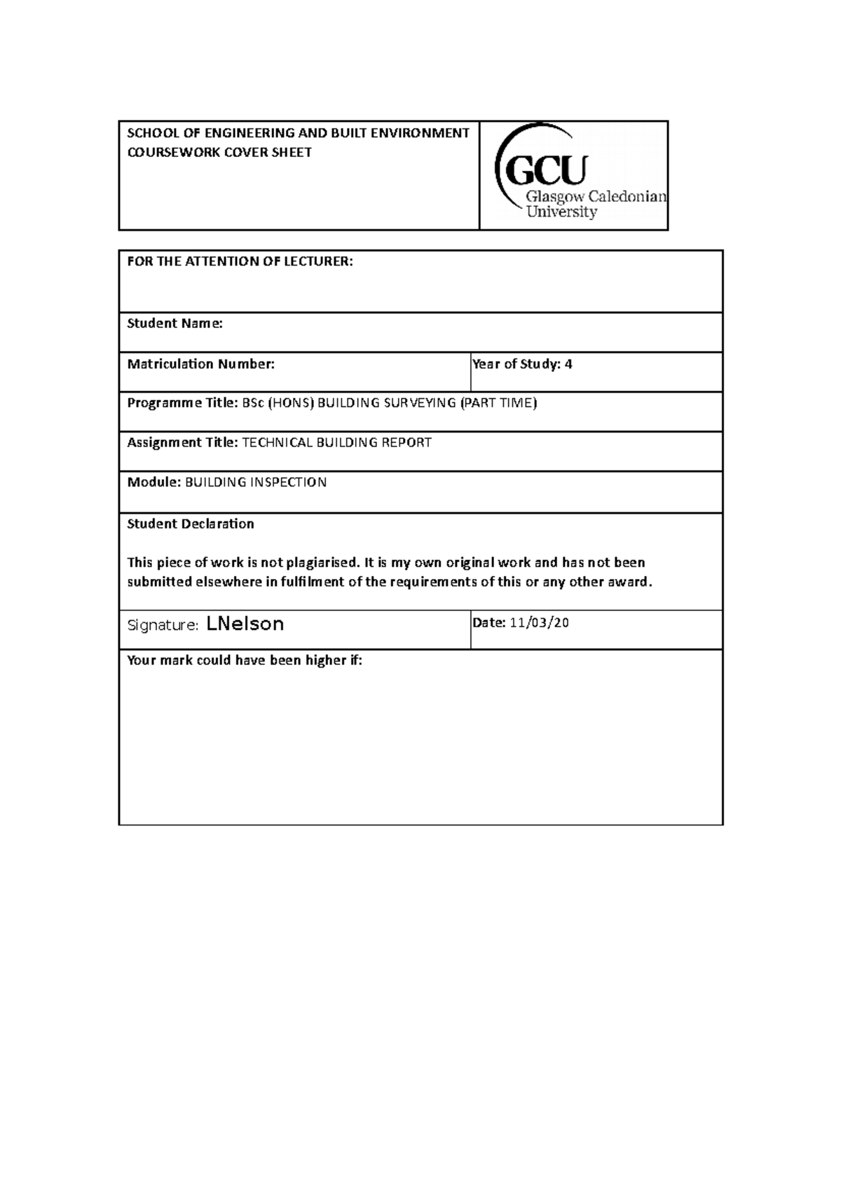 Coursework Technical Report - SCHOOL OF ENGINEERING AND BUILT ...