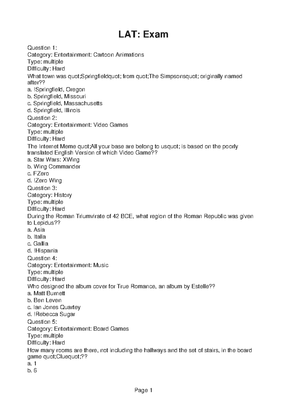 LAT202 Chapter Summary 2 - LAT: Exam Question 1: Category ...