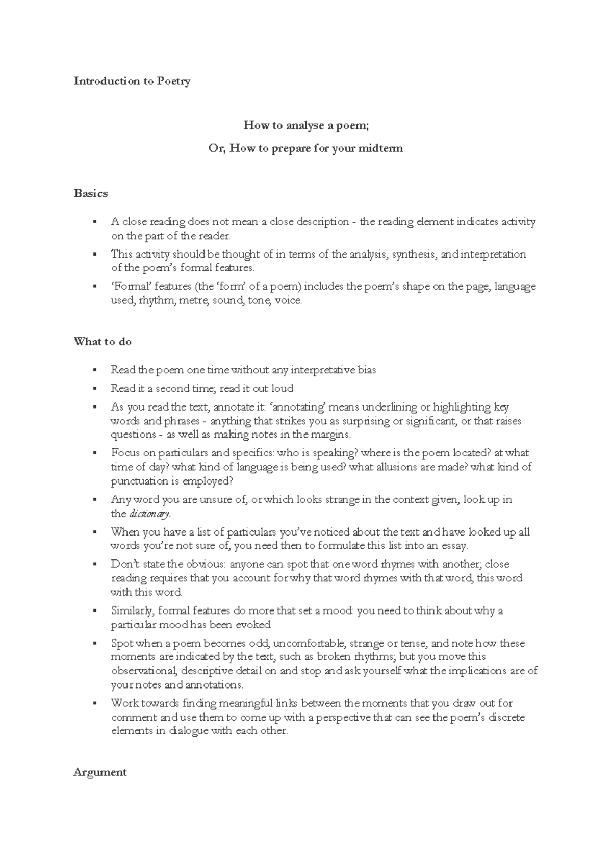 How to analyse a poem - dkmcdzx - Introduction to Poetry How to analyse ...