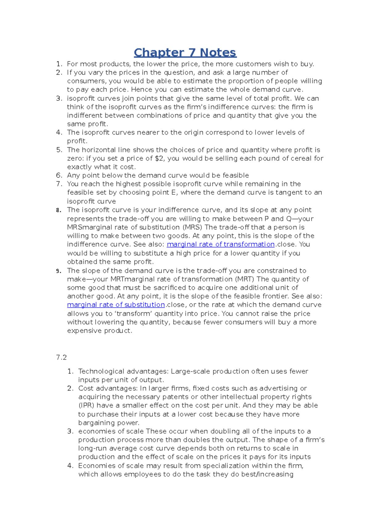 Unit 7 Notes - Firm & Customers - Chapter 7 Notes For most products ...