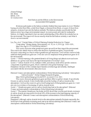 Fast Fashion rhetorical analysis - [Last Name] 1 Sylena Badie Professor ...