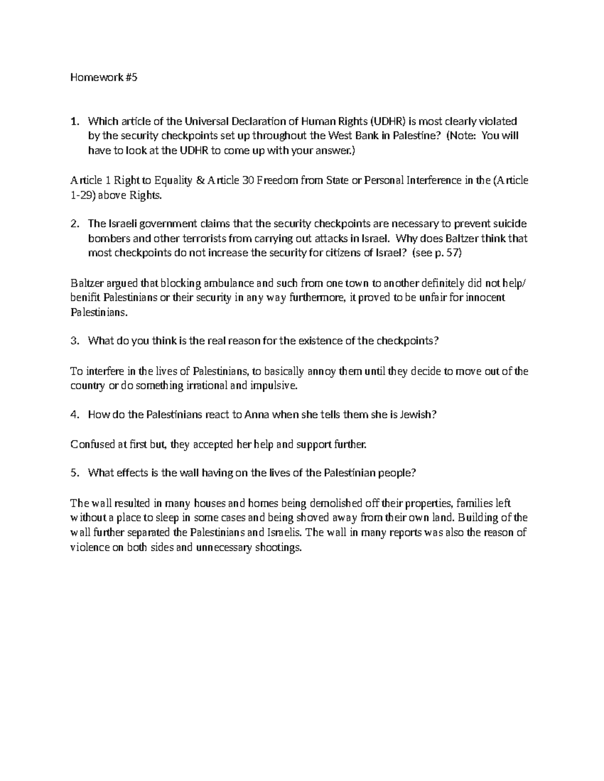 Homework 5 Human Rights - Homework 1. Which ar cle of the Universal ...