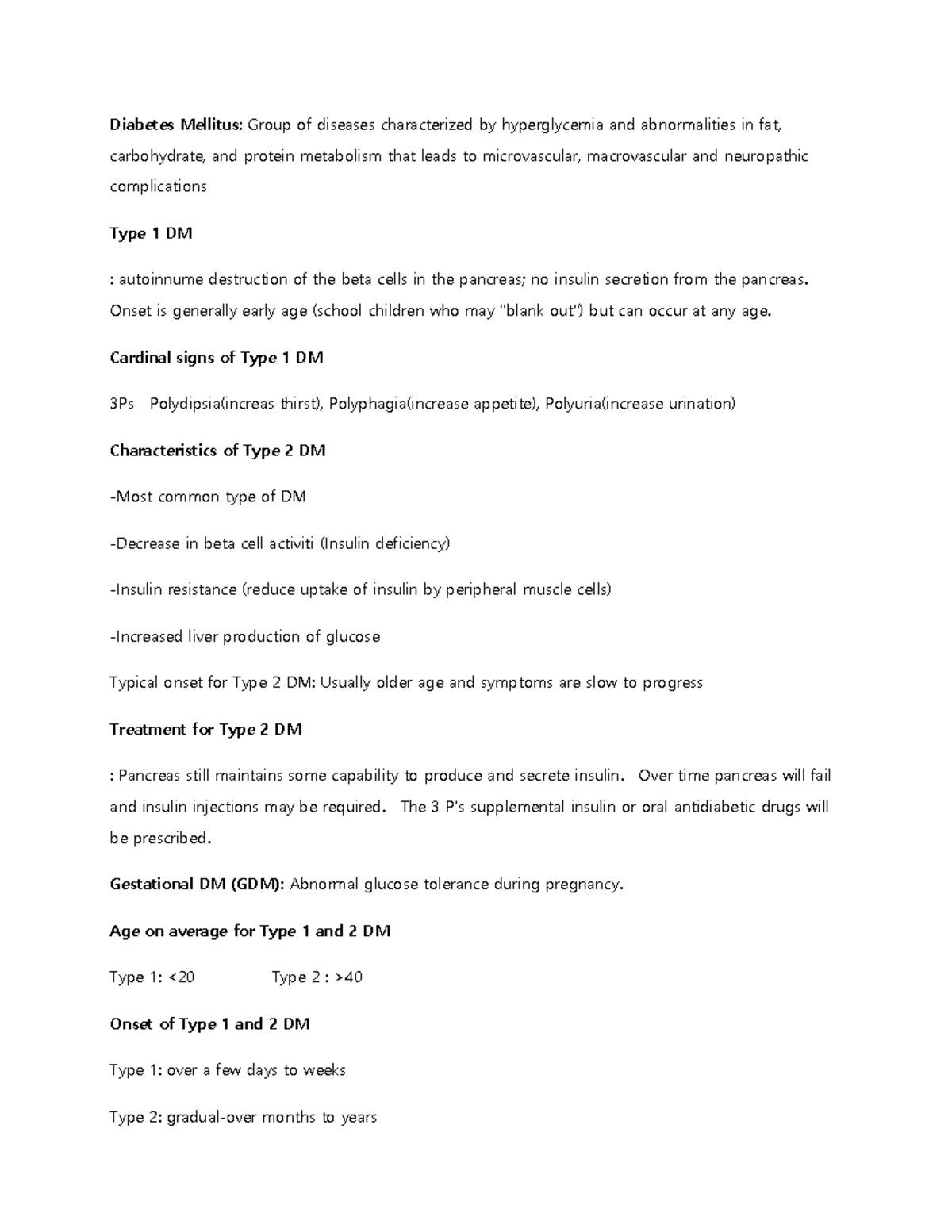 Diabetes lecture note for medical surgical - VN 3 - Studocu