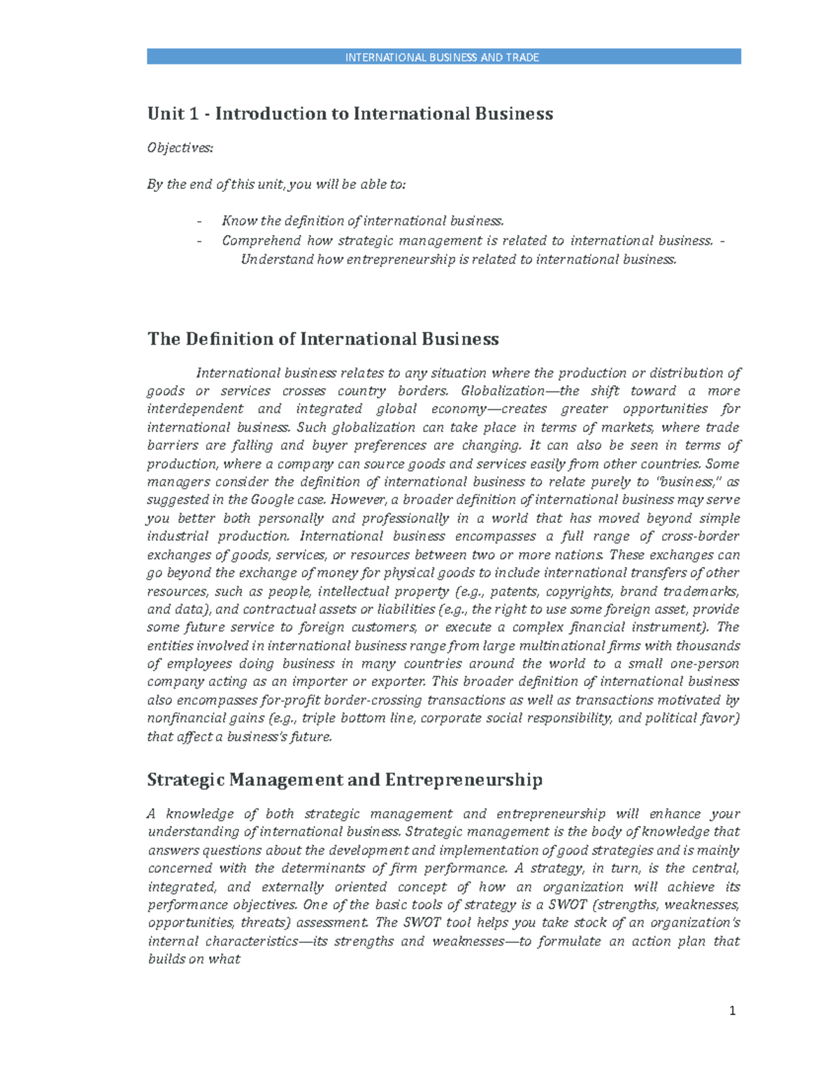 International%20 Trade%20 Module - Unit 1 - Introduction to ...