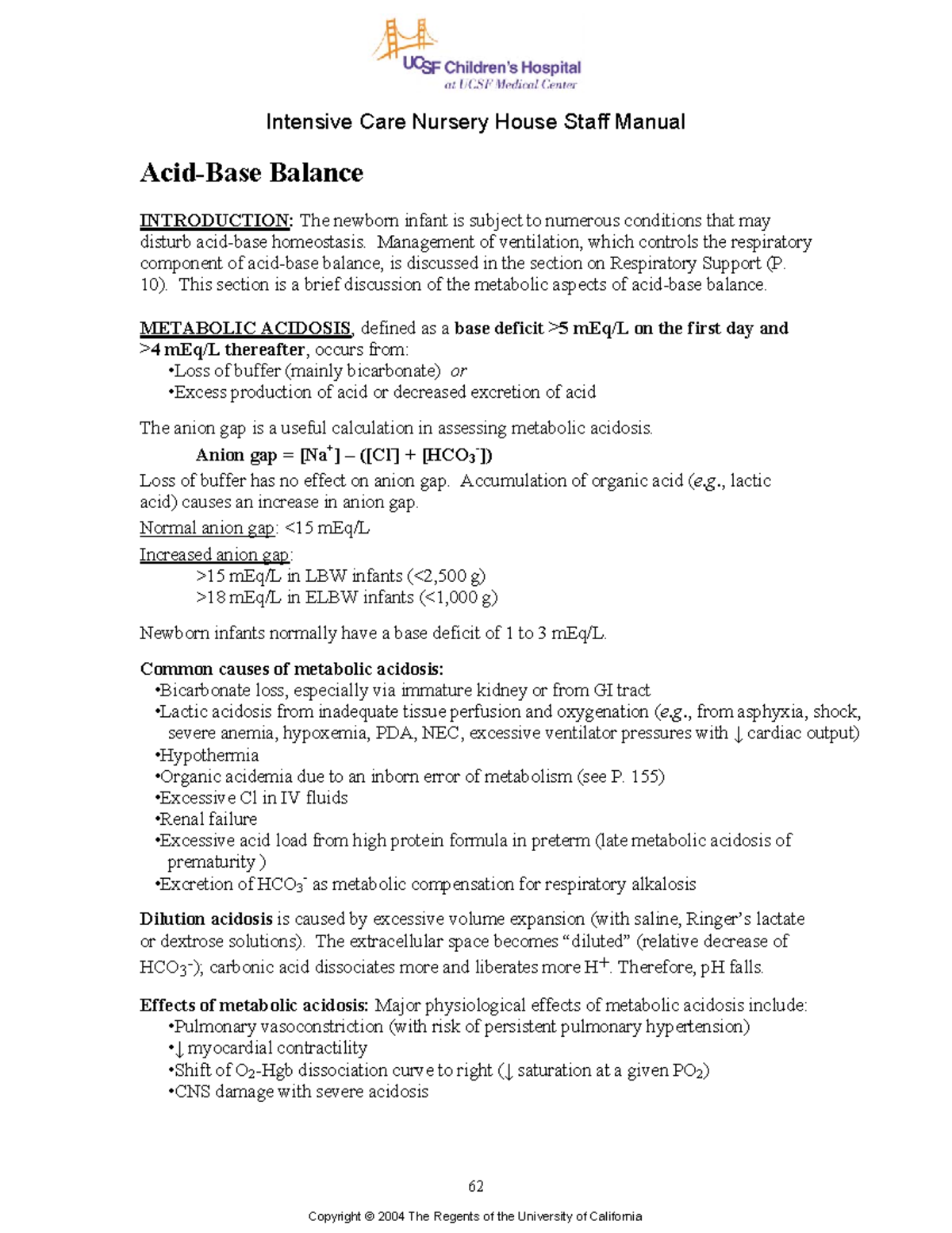 19 Acid Base Balance - Intensive Care Nursery House Staff Manual 62 ...