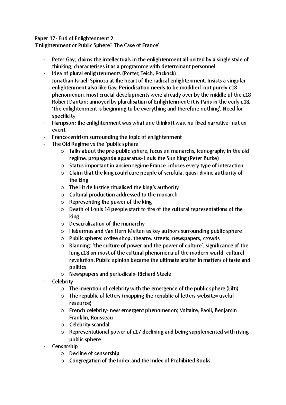 Paper 17 Lecture- End of Enlightenment 2 - Paper 17- End of ...