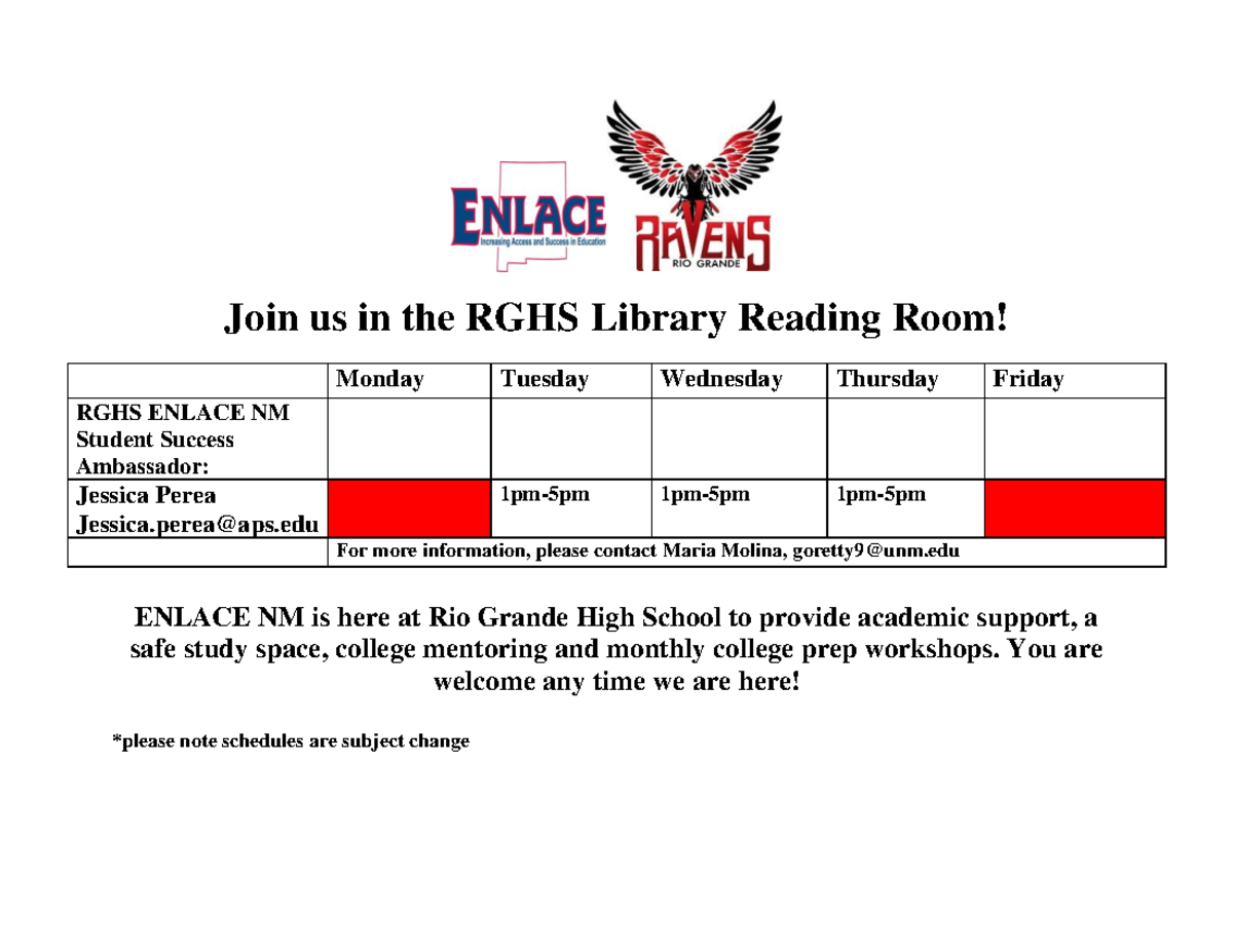 RGHS Enlace NM Door Schedule Fall 2022 (1) (2) (1) (1) - Join us in the ...