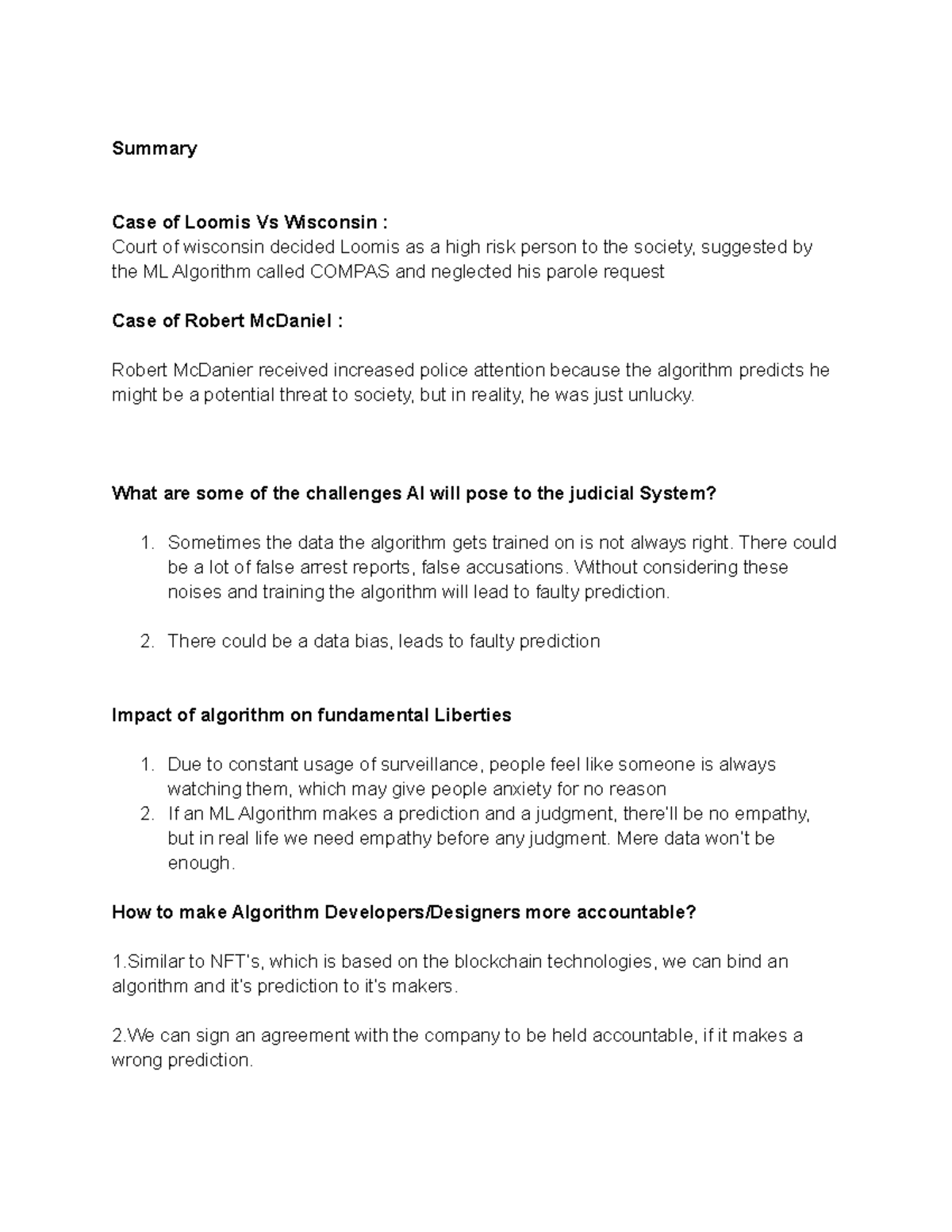 Lab 7 - Teacher Name : Erican morri - Summary Case of Loomis Vs ...