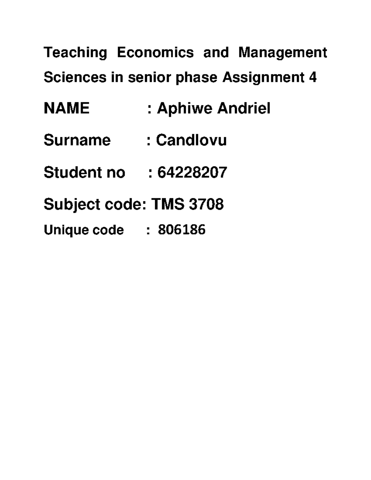 Assignemnt 4 finished - okok - Teaching Economics and Management Sciences in senior phase ...