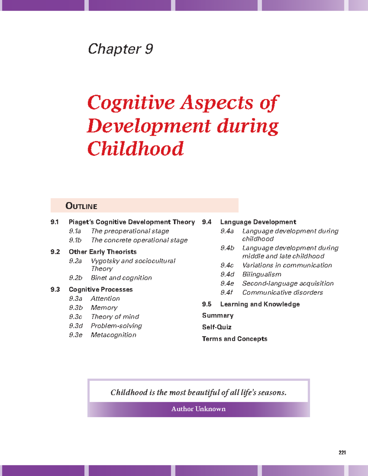 Cognitive Developemtn - Author Unknown 222 Chapter 9 Foundations in ...