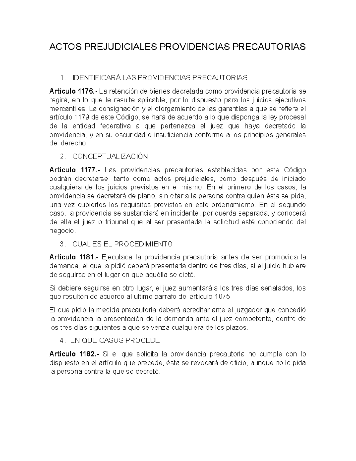 Actos Prejudiciales Providencias Precautorias - ACTOS PREJUDICIALES ...
