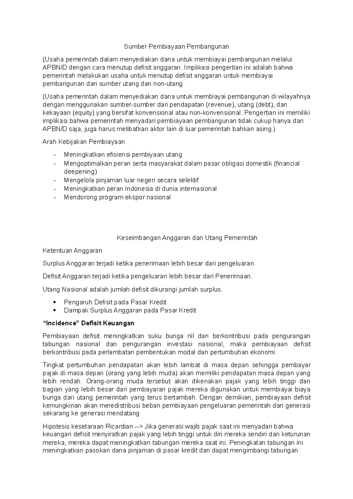 Sumber Pembiayaan Pembangunan - Sumber Pembiayaan Pembangunan (Usaha ...