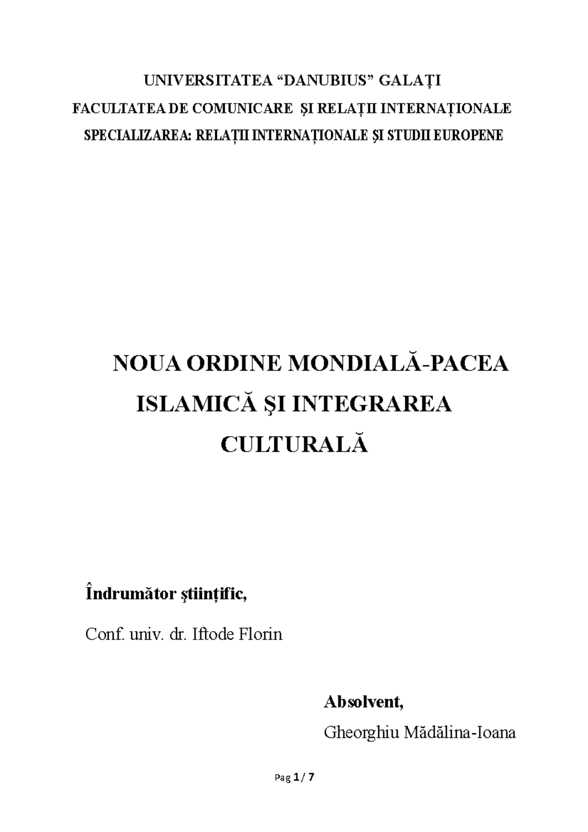 Tema de licenta - ......................... - UNIVERSITATEA “DANUBIUS ...