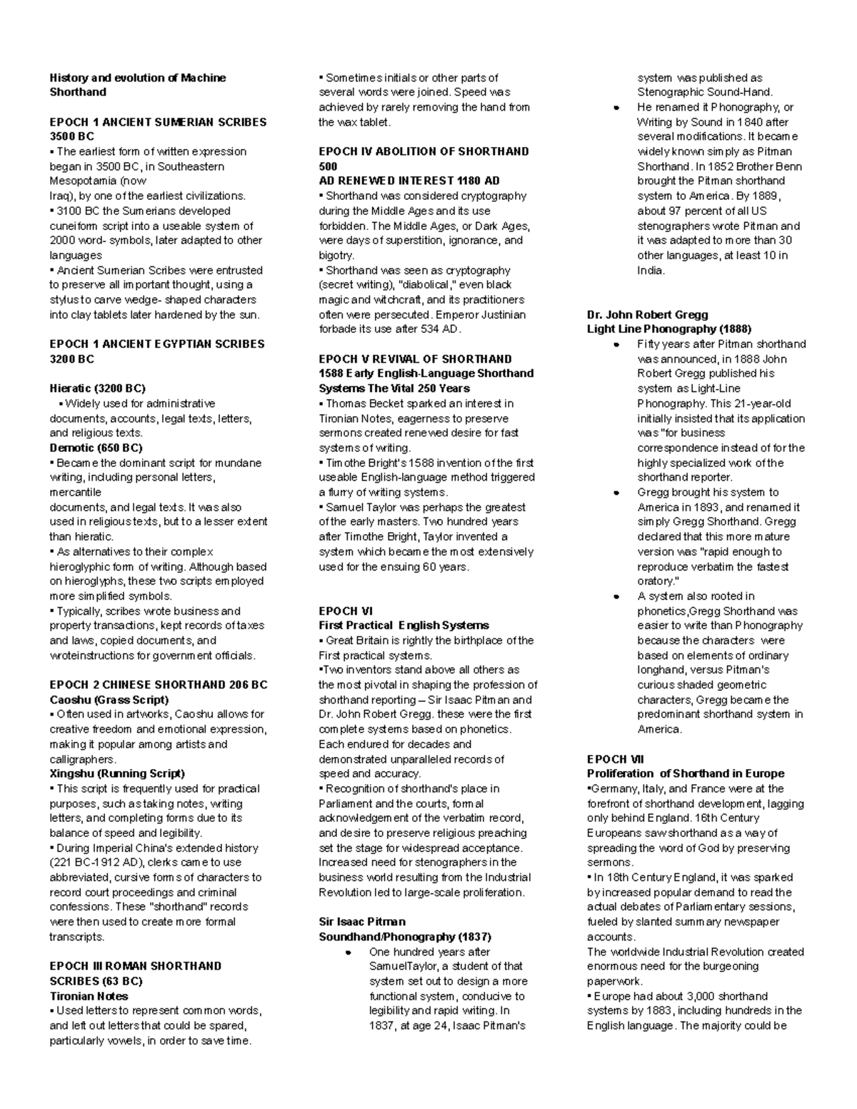 Updated-2 - Hjjjkk - History and evolution of Machine Shorthand EPOCH 1 ...
