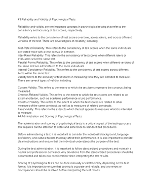 Introduction to Psychological Tests 1-2 - #1 The Purpose and Types of ...