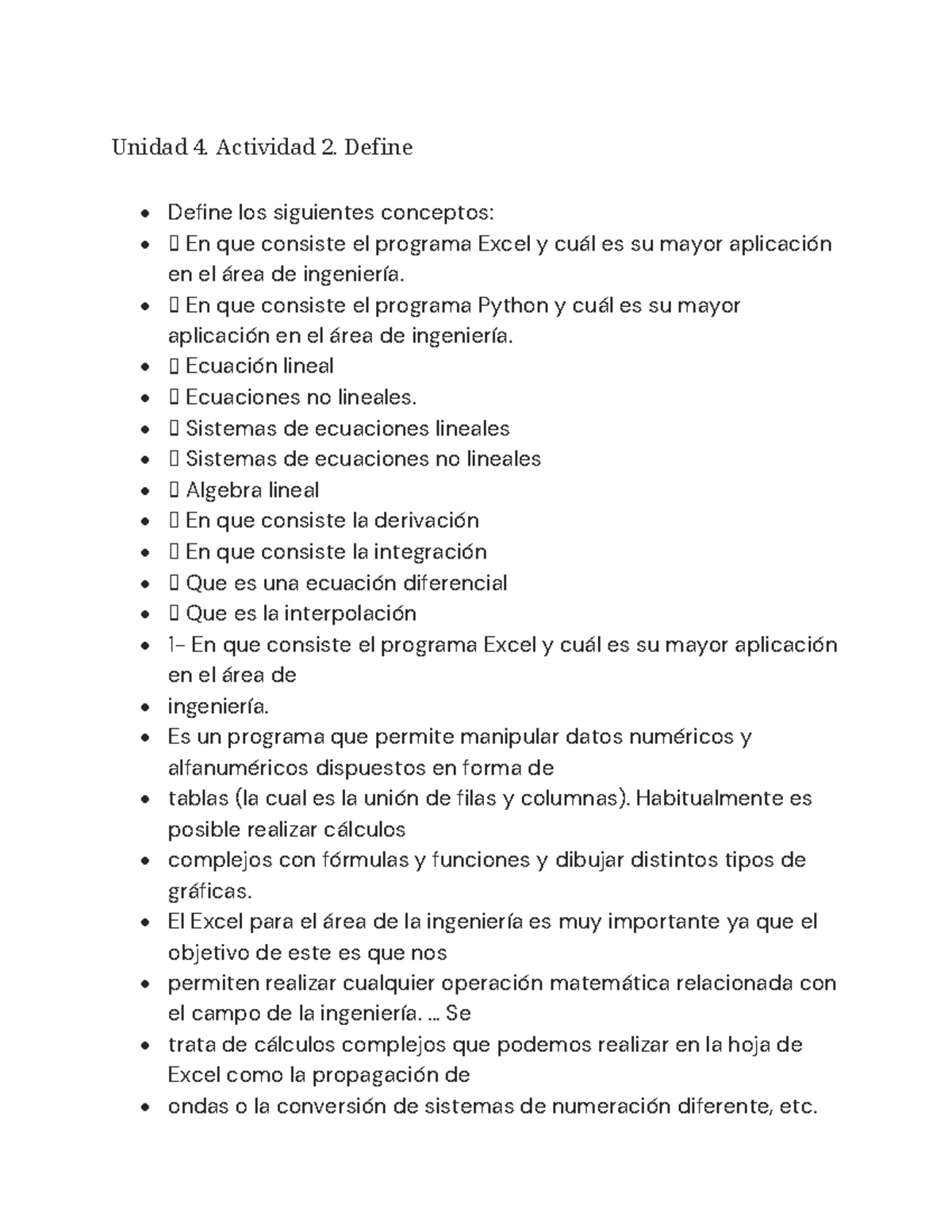 Document 9 - Unidad 4. Actividad 2. Define Define los siguientes ...