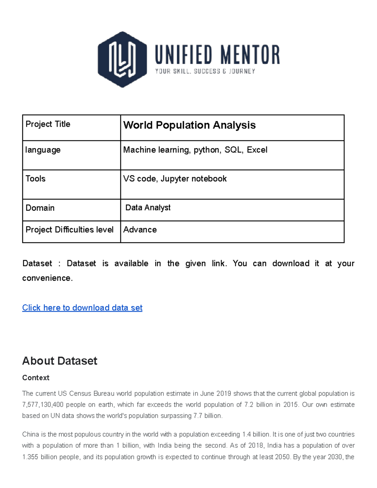 World Population Analysis Machine Learning Project ( Data Analyst ...