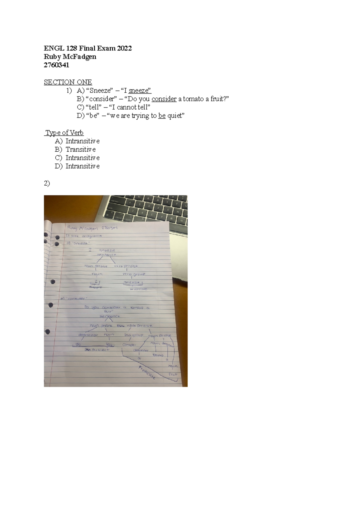 ENGL 128 Final Exam 2022 - ENGL 128 Final Exam 2022 Ruby McFadgen 2760341 SECTION ONE 1) A ...