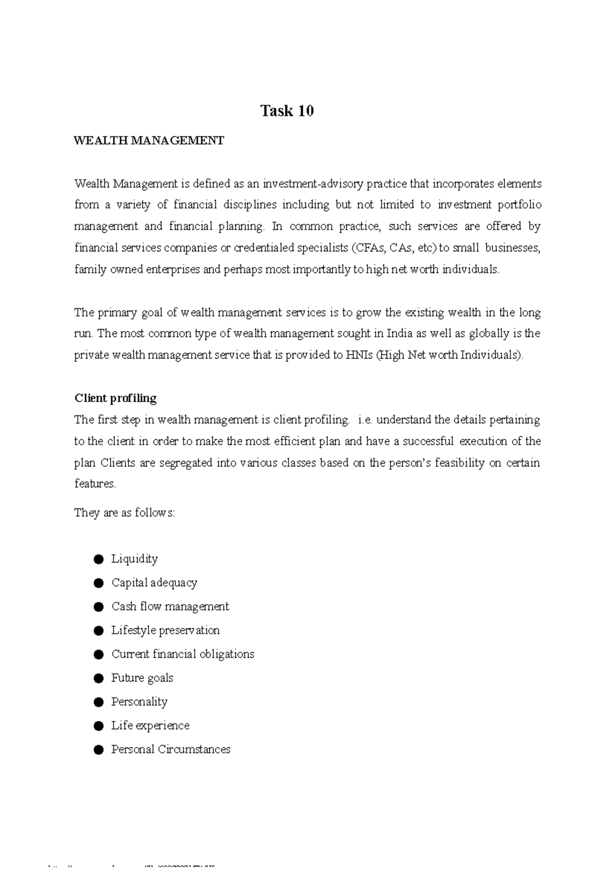 TASK 10 - Hedge Internship - Task 10 WEALTH MANAGEMENT Wealth ...