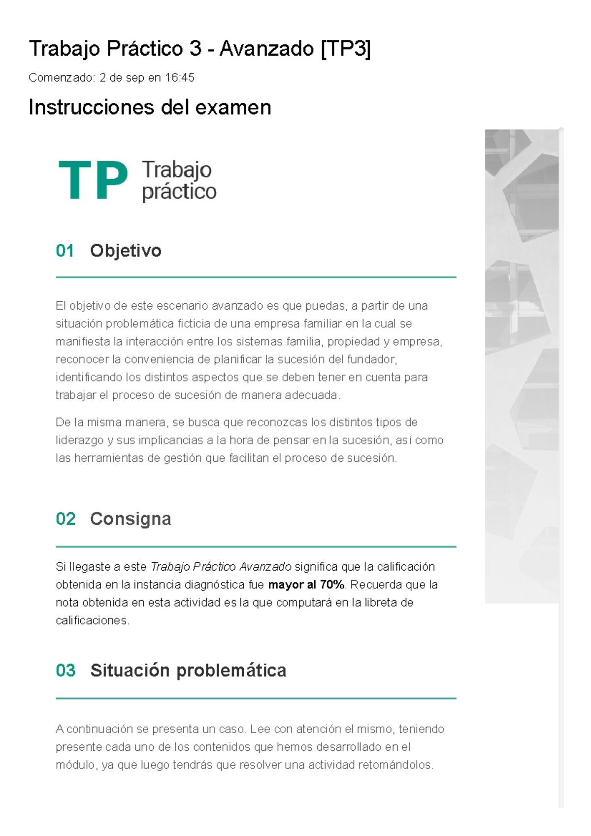 Examen Trabajo Práctico 3 - Avanzado [TP3] - Trabajo Práctico 3 - Avanzado [TP3] Comenzado: 2 de ...