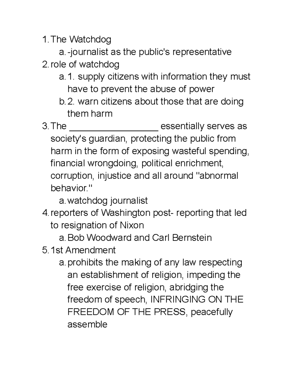 Role of Watchdog Journalism and Implications - Studocu