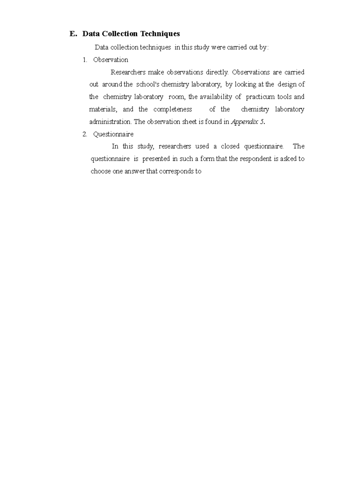 Data Collection Techniques - E. Data Collection Techniques Data ...