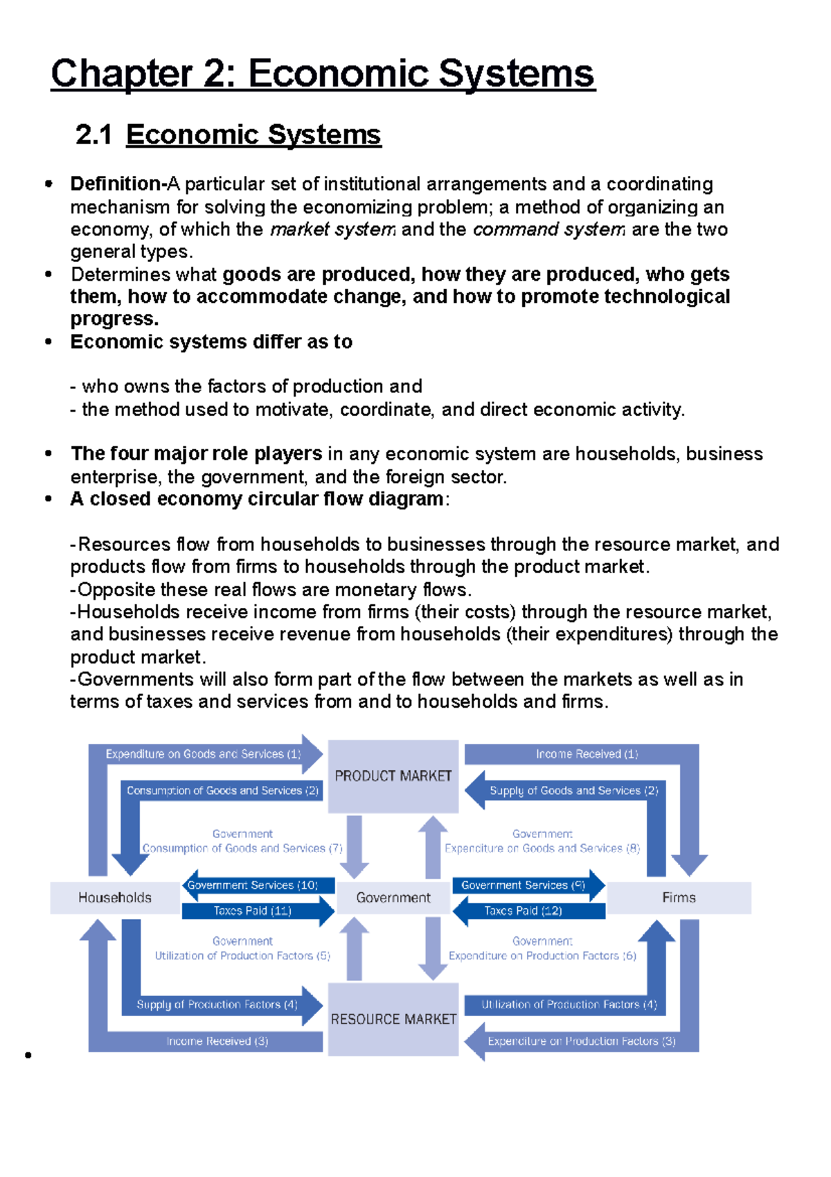 Chapter 2 EKN 110 - Basic summaries - Chapter 2: Economic Systems 2 ...