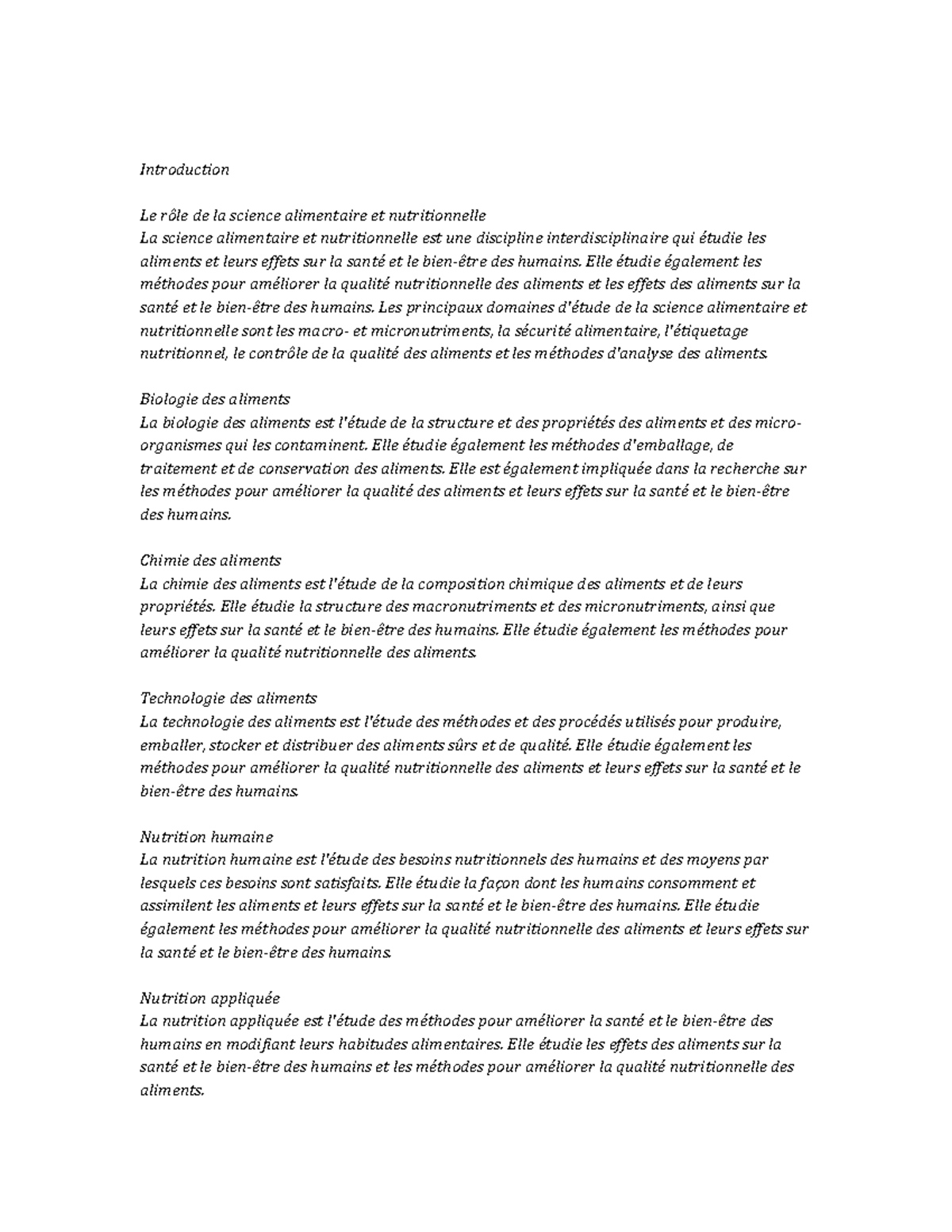 Food and Nutritional Sciences Study Notes - Introduction Le rôle de la ...