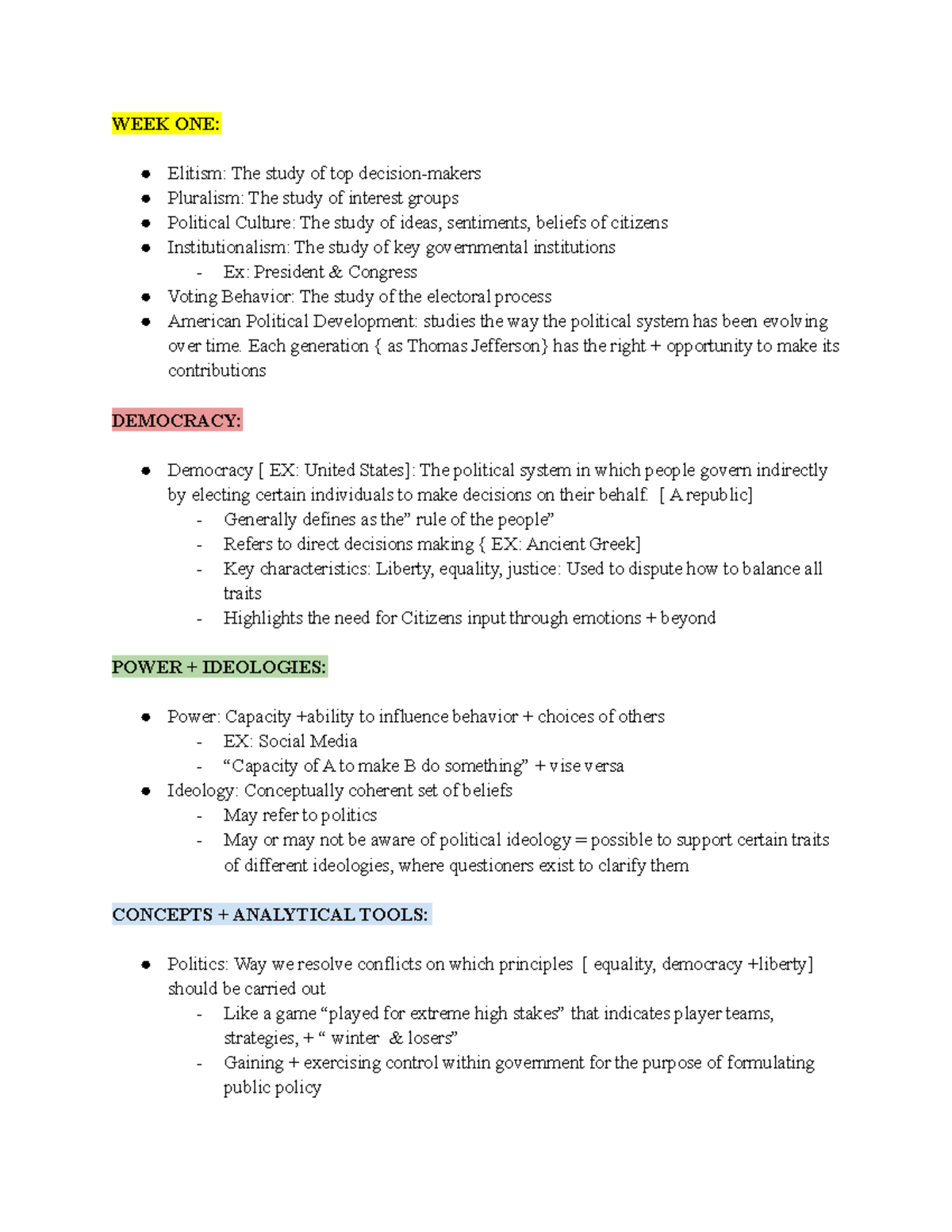 Political Science Notes - WEEK ONE: Elitism: The study of top decision ...