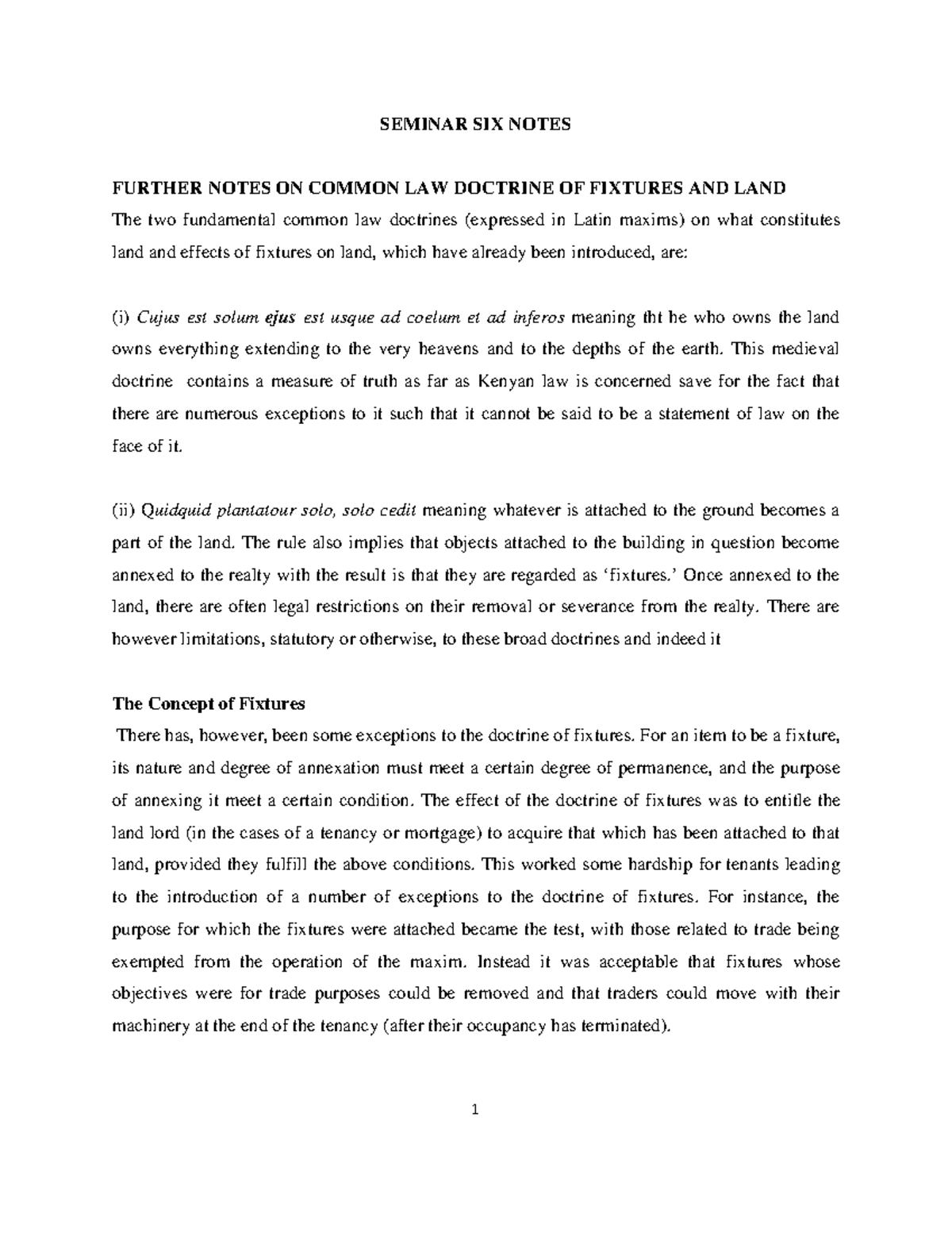 Seminar 6 Lecture - Further Notes ON Common LAW Maxim - SEMINAR SIX ...