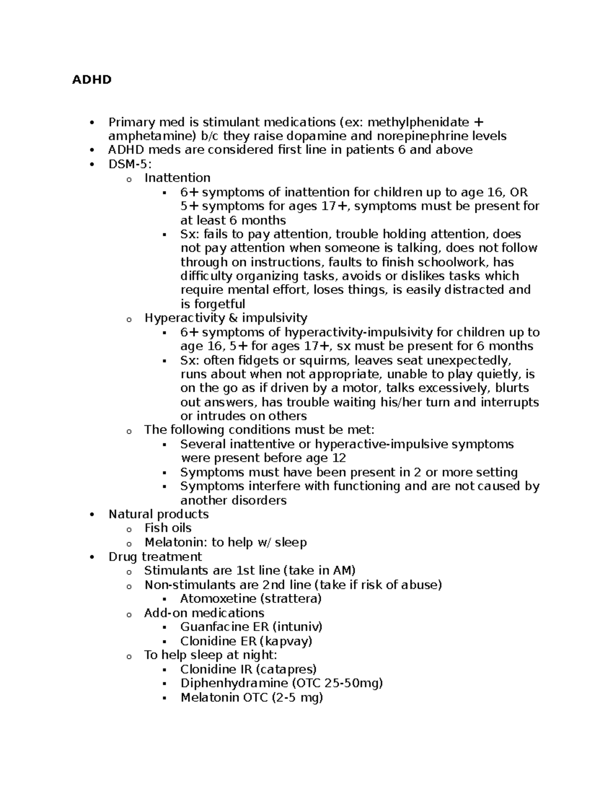 ADHD - Lecture notes for adhd disorder and treatment - ADHD Primary med ...