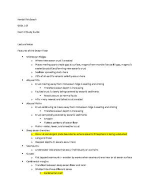 GEOL107 Sample Exam 2 Answers - GEOL 107 - GENERAL GEOLOGY - SECOND HOUR SAMPLE EXAM - ANSWERS ...