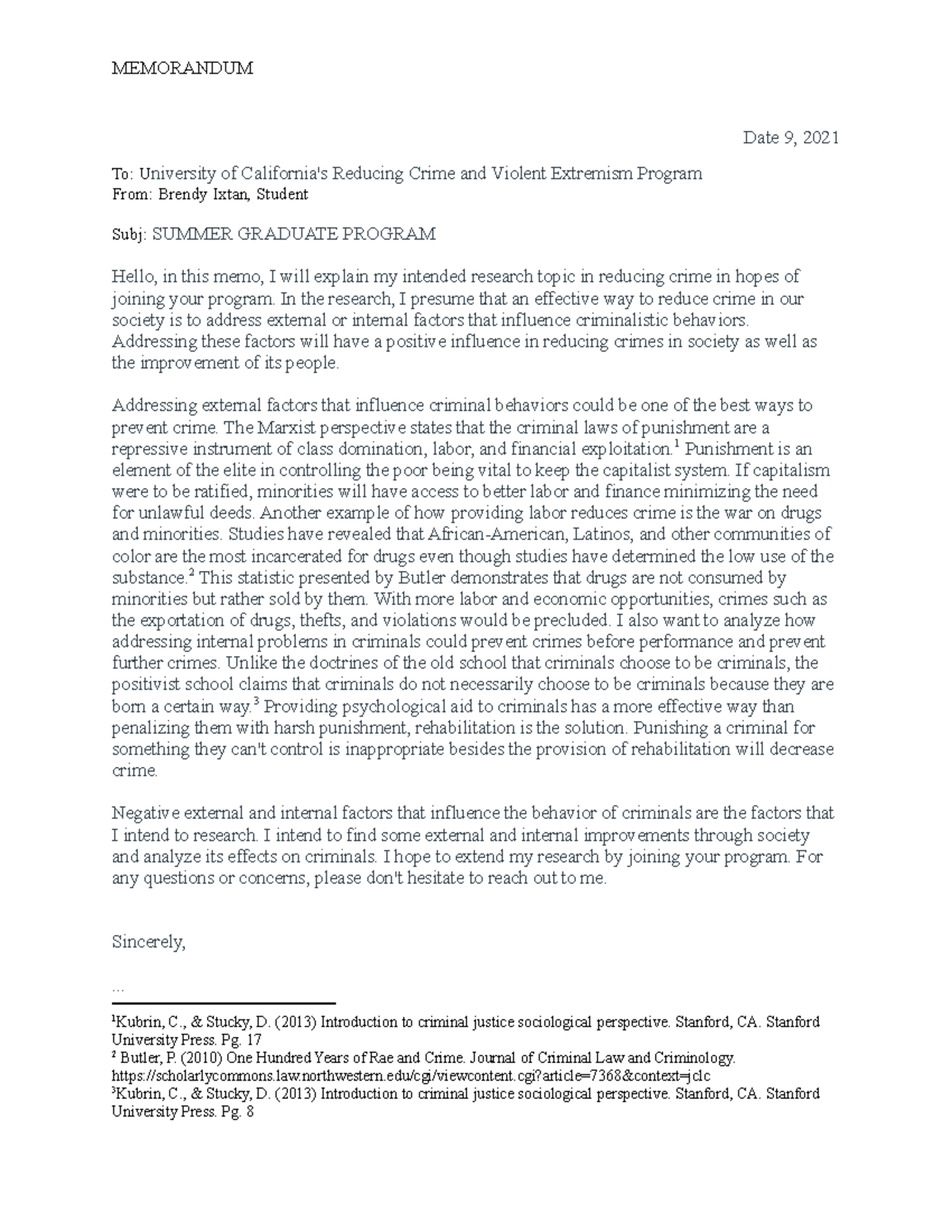 #1st Memo - This is the first writing Memo Assignment for the course ...