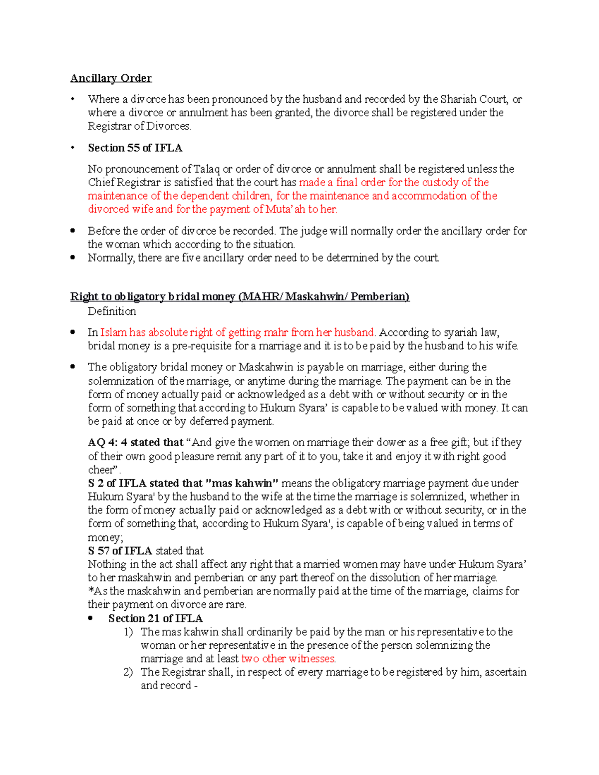 Ancillary Order final - Good notes for IFL - Ancillary Order Where a ...