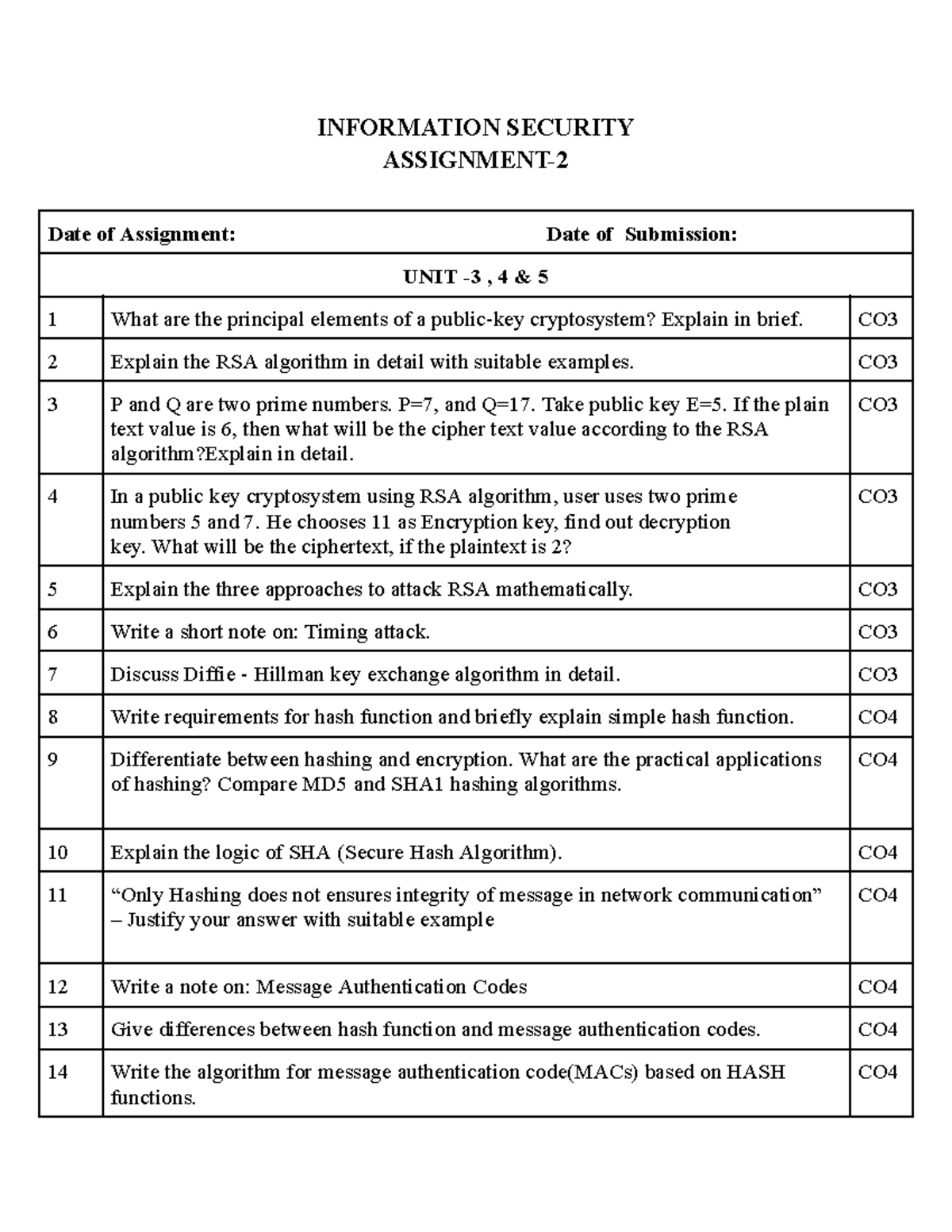 IS Assignment-2 - assignment - INFORMATION SECURITY ASSIGNMENT- Date of ...