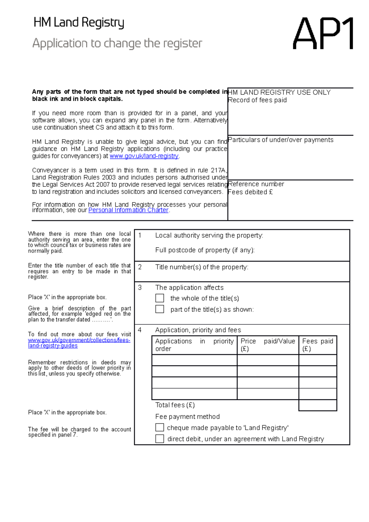 AP1 Form - nmnnnnnn - Any parts of the form that are not typed should ...