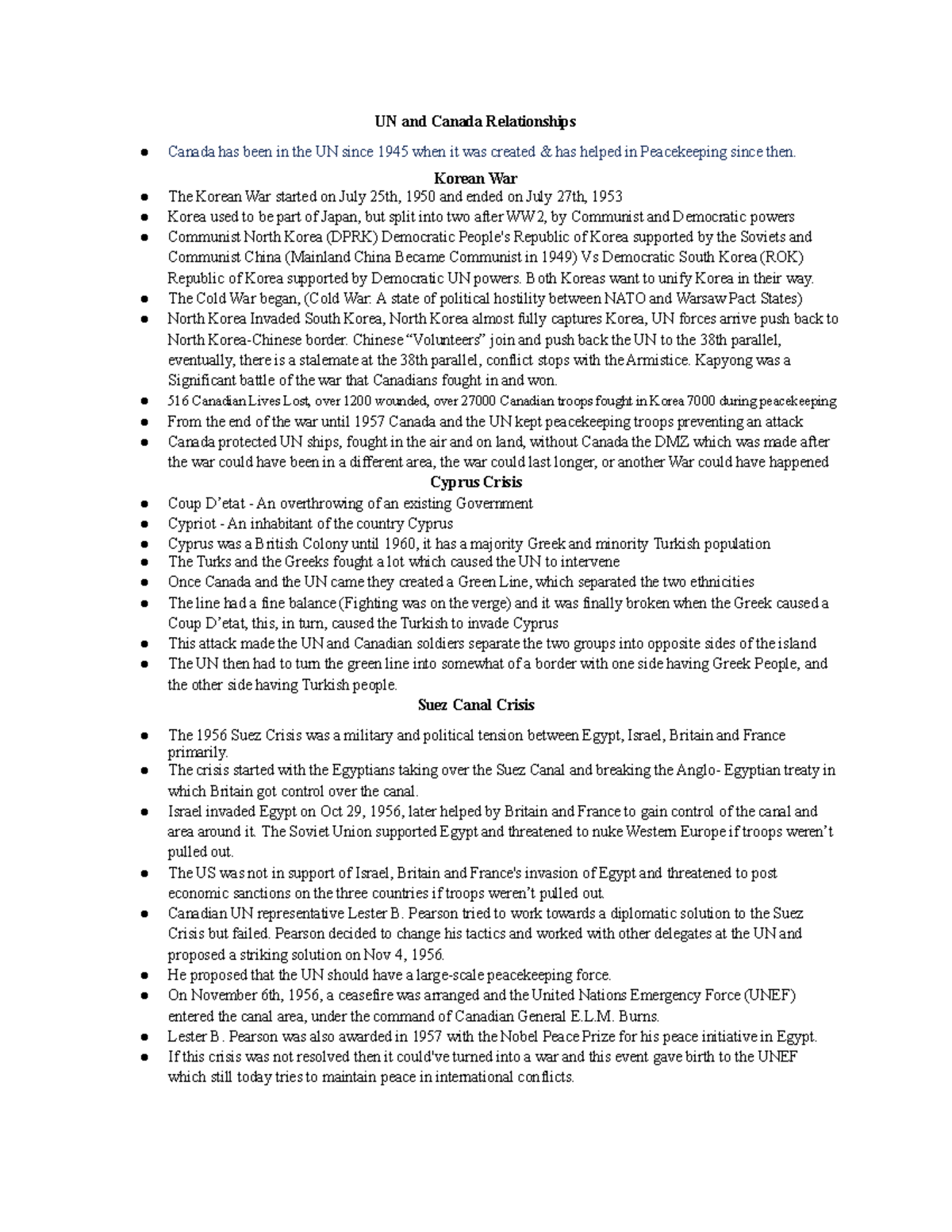 History Gr 10 Culminating Student Handout - UN and Canada Relationships ...