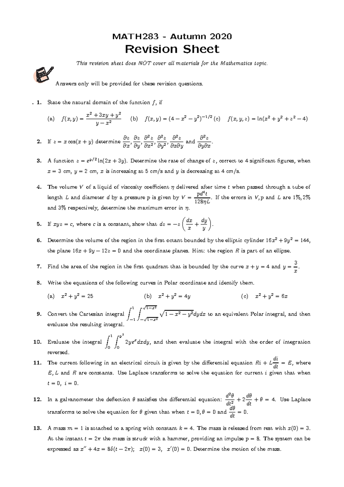 M283 TS08 Revision - mid session summary questions - MATH283 - Autumn ...