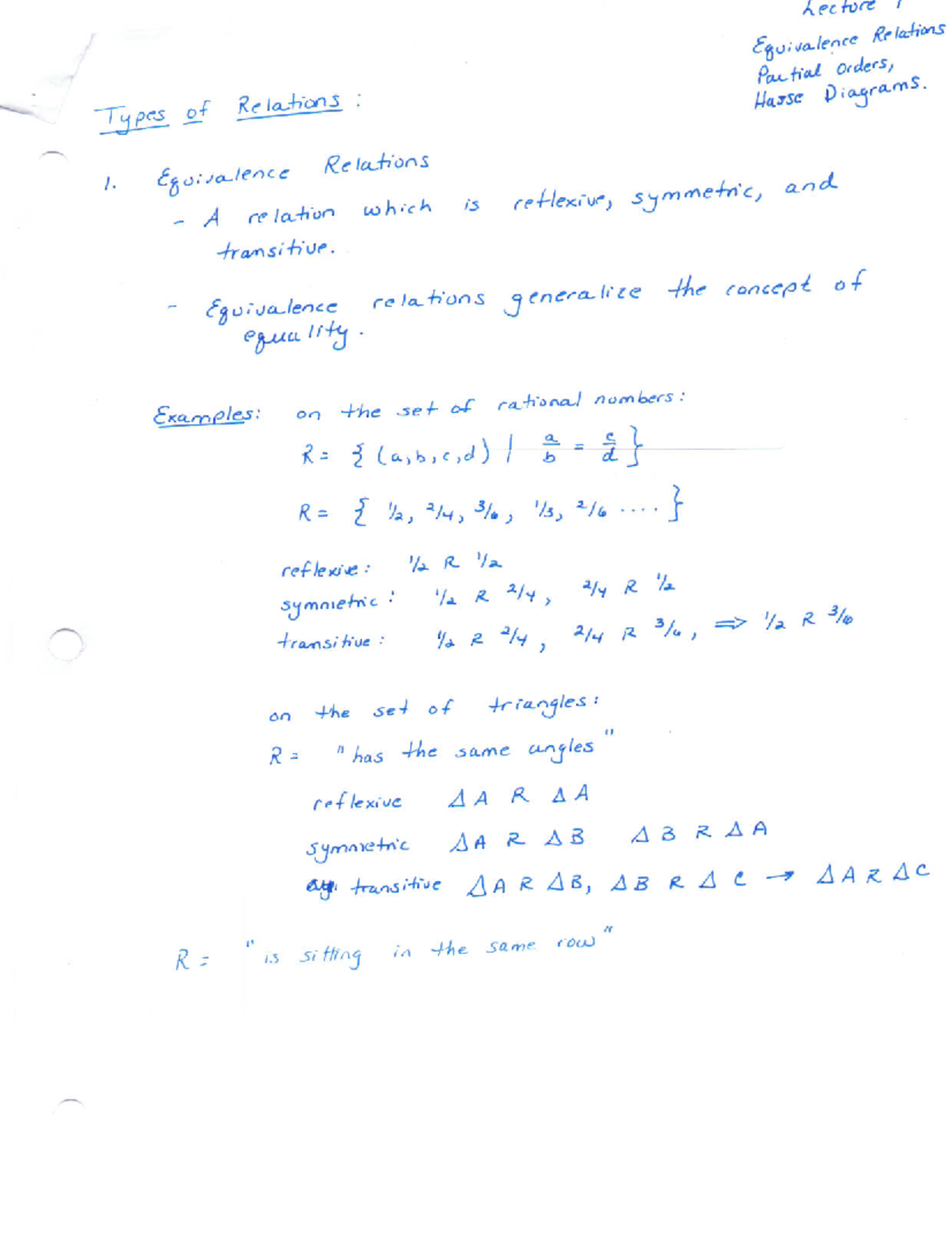Lecture 7 - Equivalence Relations - CIS-288 - Studocu
