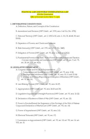 Labor Law - 2024 BAR EXAM SYLLABUS - LABOR LAW 2024 Bar Examination O昀케 ...