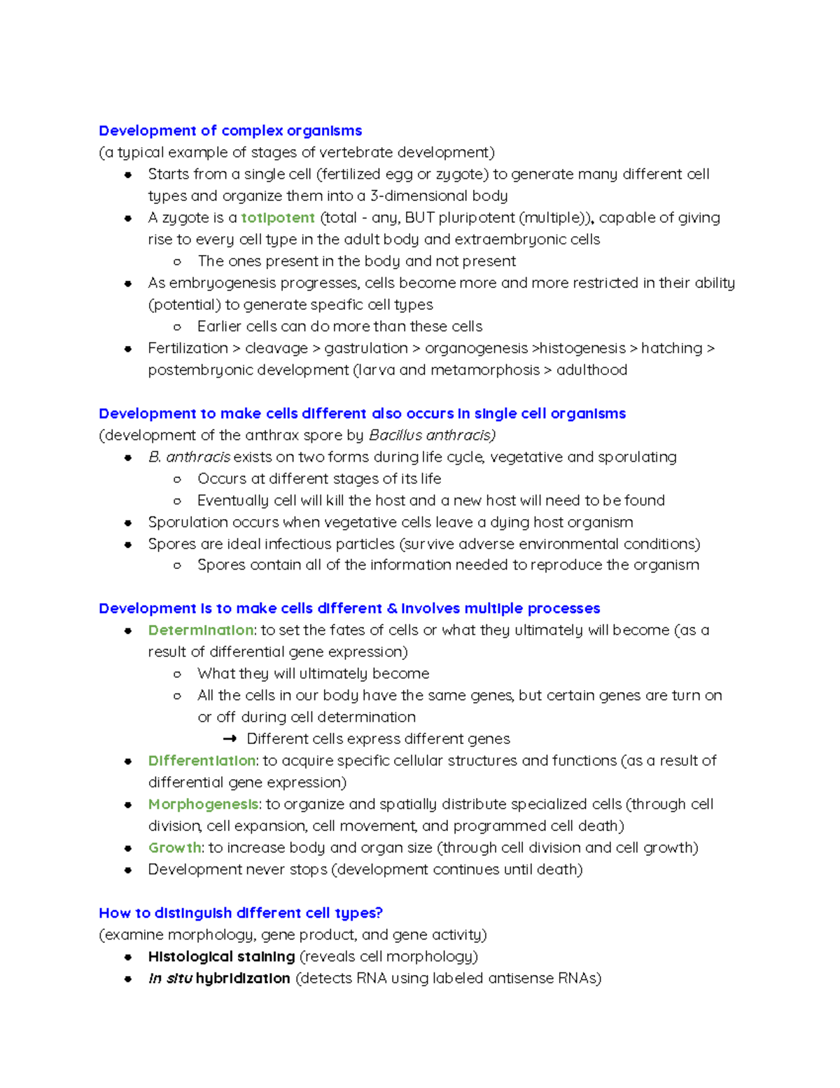 Development Notes - Development of complex organisms (a typical example ...