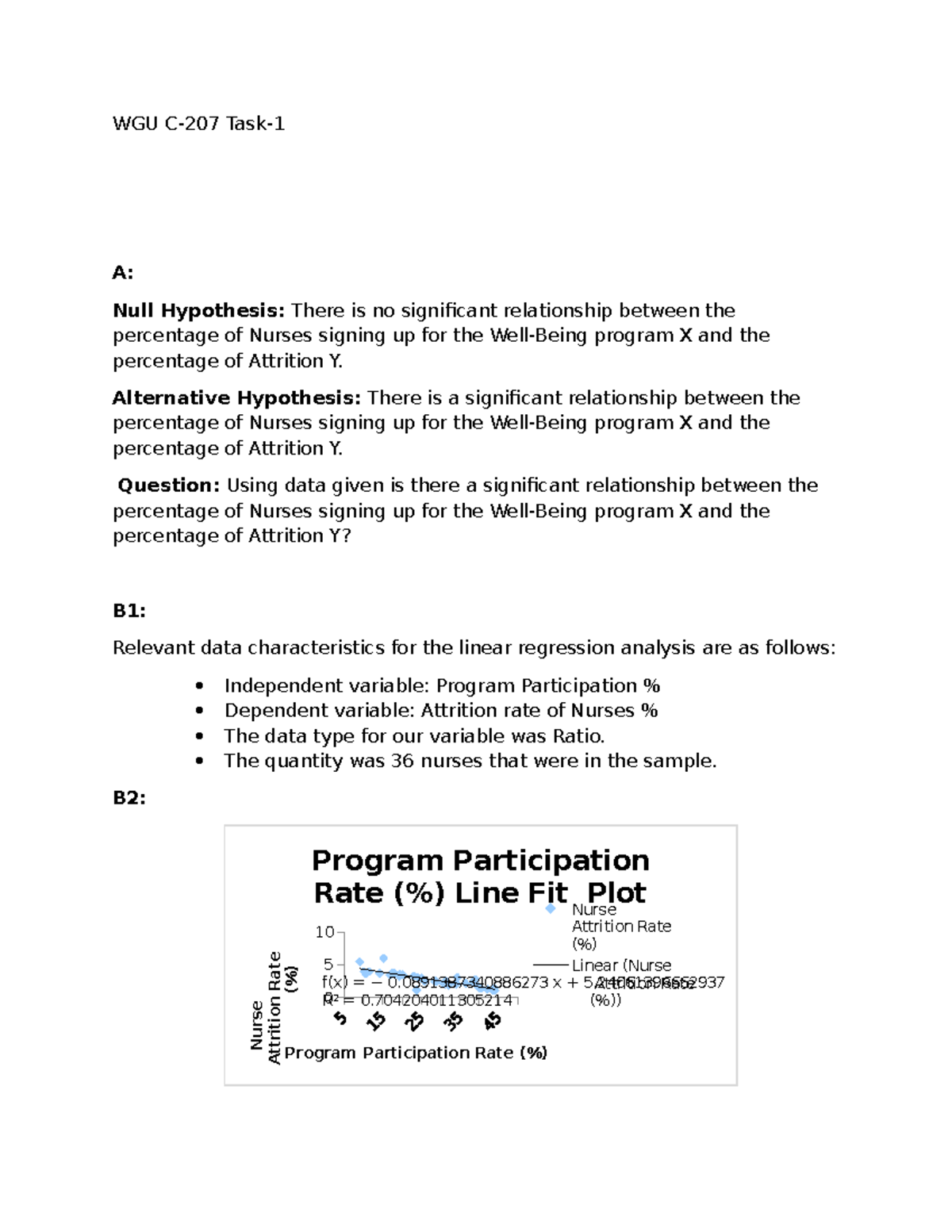 Task 1 This Is An Example Of The Task 1 Paper Wgu C 207 Task A Null Hypothesis There Is