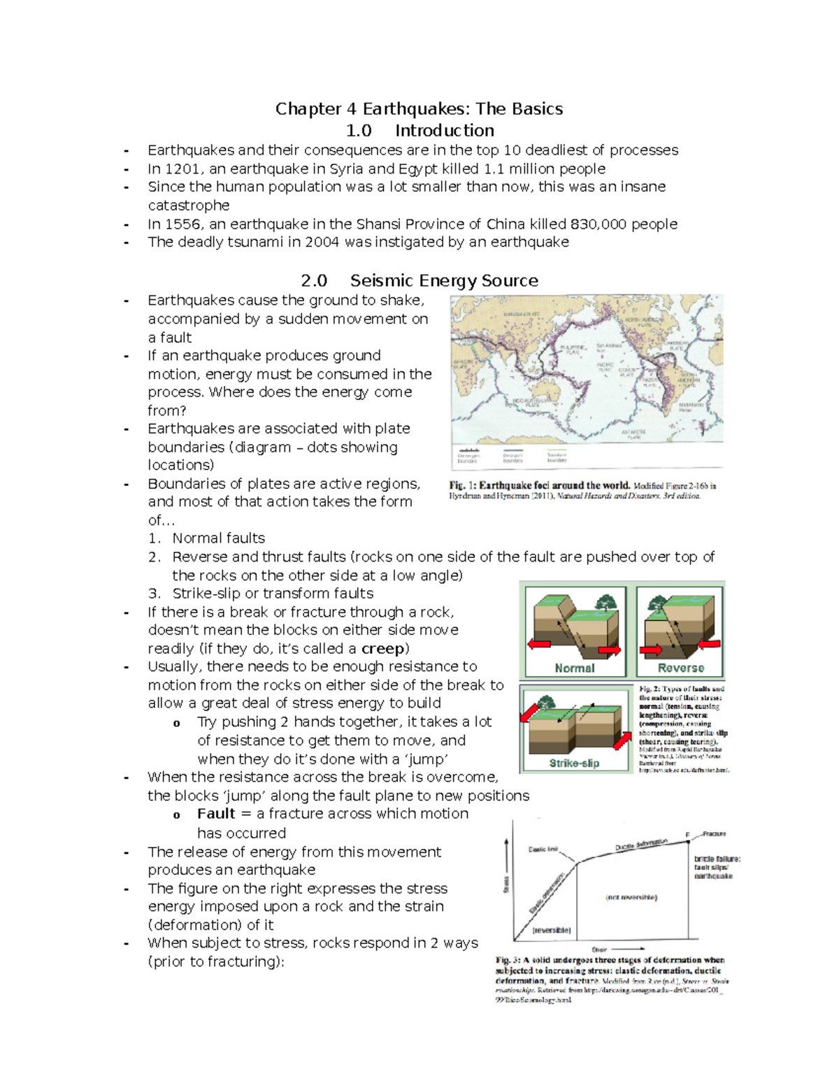 Chapter 4 - Earthquakes - Where does the energy come from? Earthquakes ...