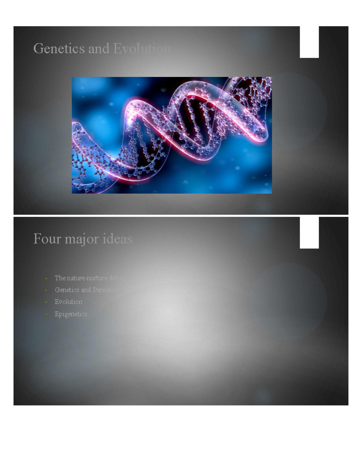 Genetics+and+evolution 2 - Genetics and Evolution Four major ideas ...