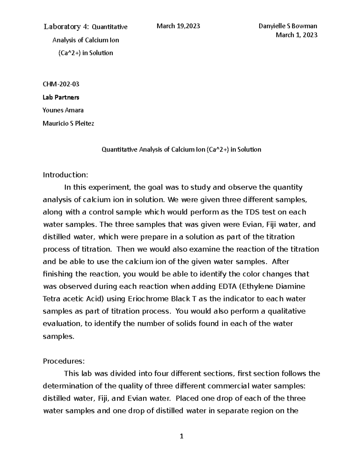 Lab #4 Quanitative - what the professor is looking for in a lab report ...