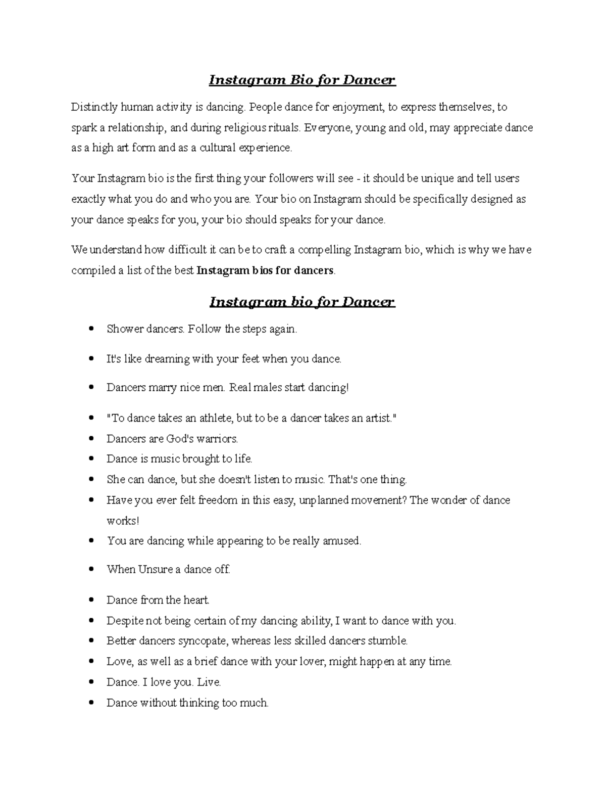 20. Instagram Bio for Dancer - Instagram Bio for Dancer Distinctly ...