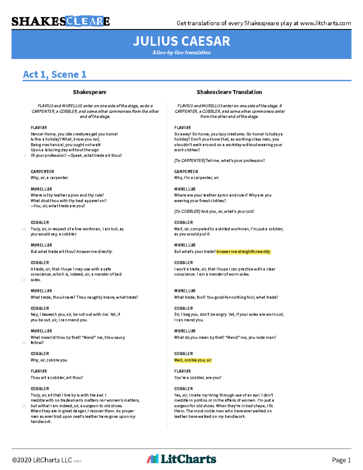 JC Student COPY - very good - JULIUS CAESAR A line-by-line translation ...